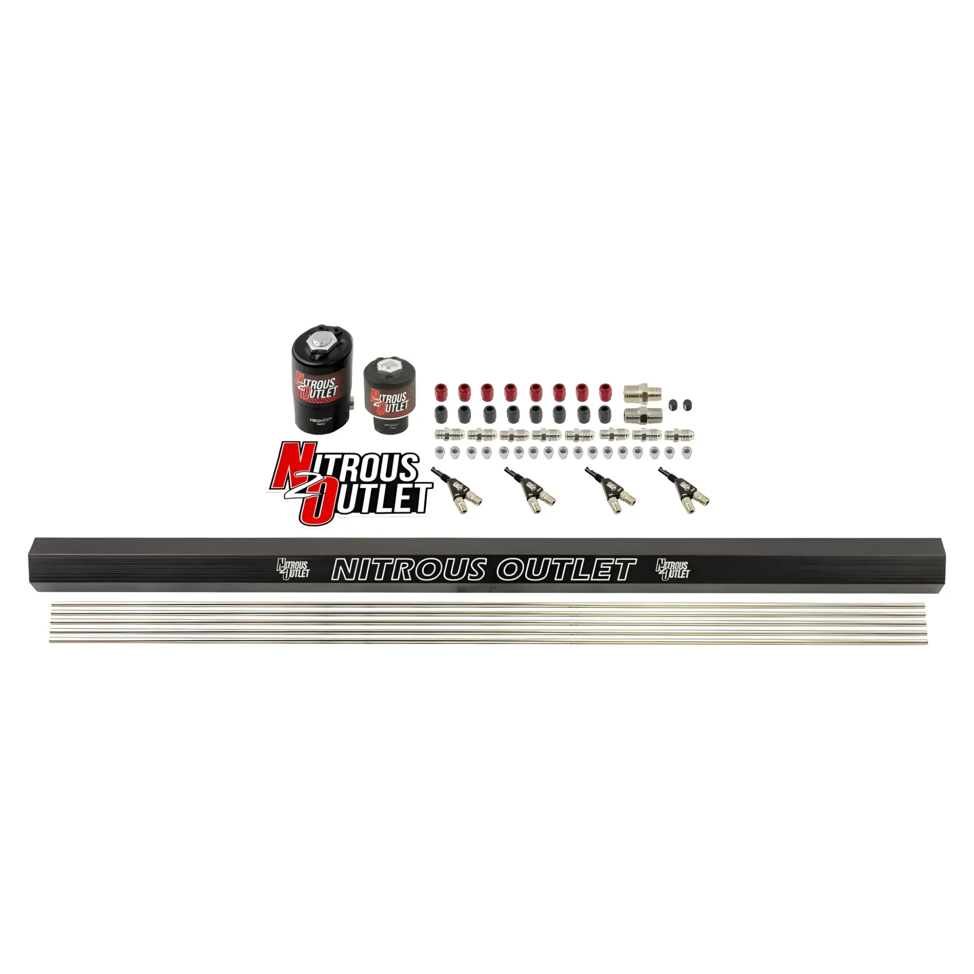 4 Cylinder 2 Solenoids Forward Plumbers Kit With Single Rail – Nitrous ...