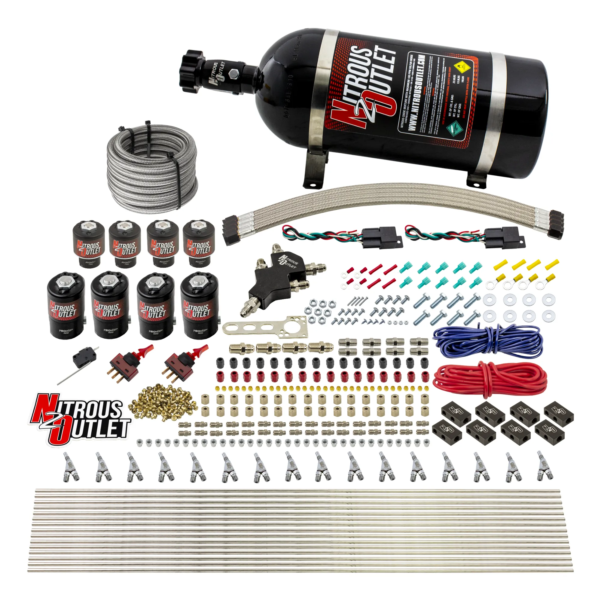 8 Cylinder Dual Stage Direct Port Nitrous System - .112 Nitrous/.177 F ...
