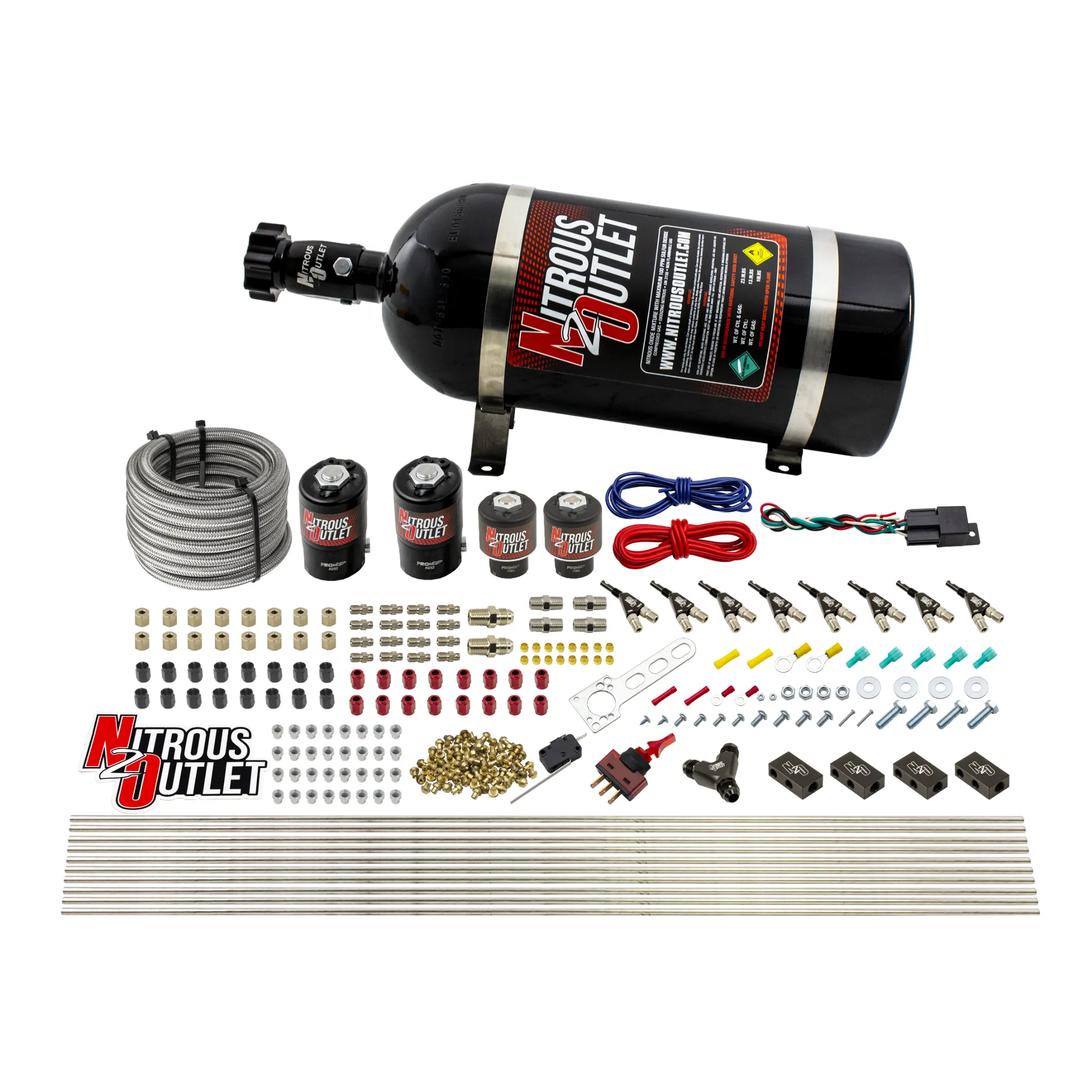 8 Cylinder Single Stage Direct Port Nitrous System - .122 Nitrous/.177 ...